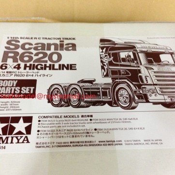 Tamiya 56514 RC Body Set Scania Highline - R620 6x4 - WAH WAH MODEL SHOP
