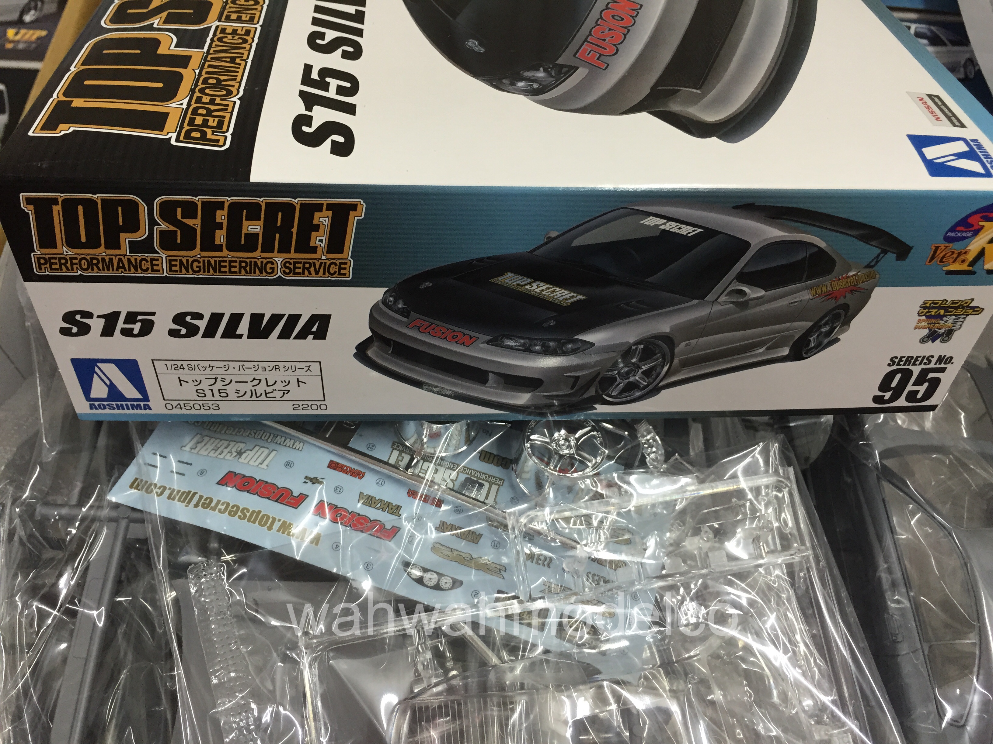 Aoshima 045053 1/24 S Package Ver.R #95 Top Secret S15 Silvia Model Kit ...