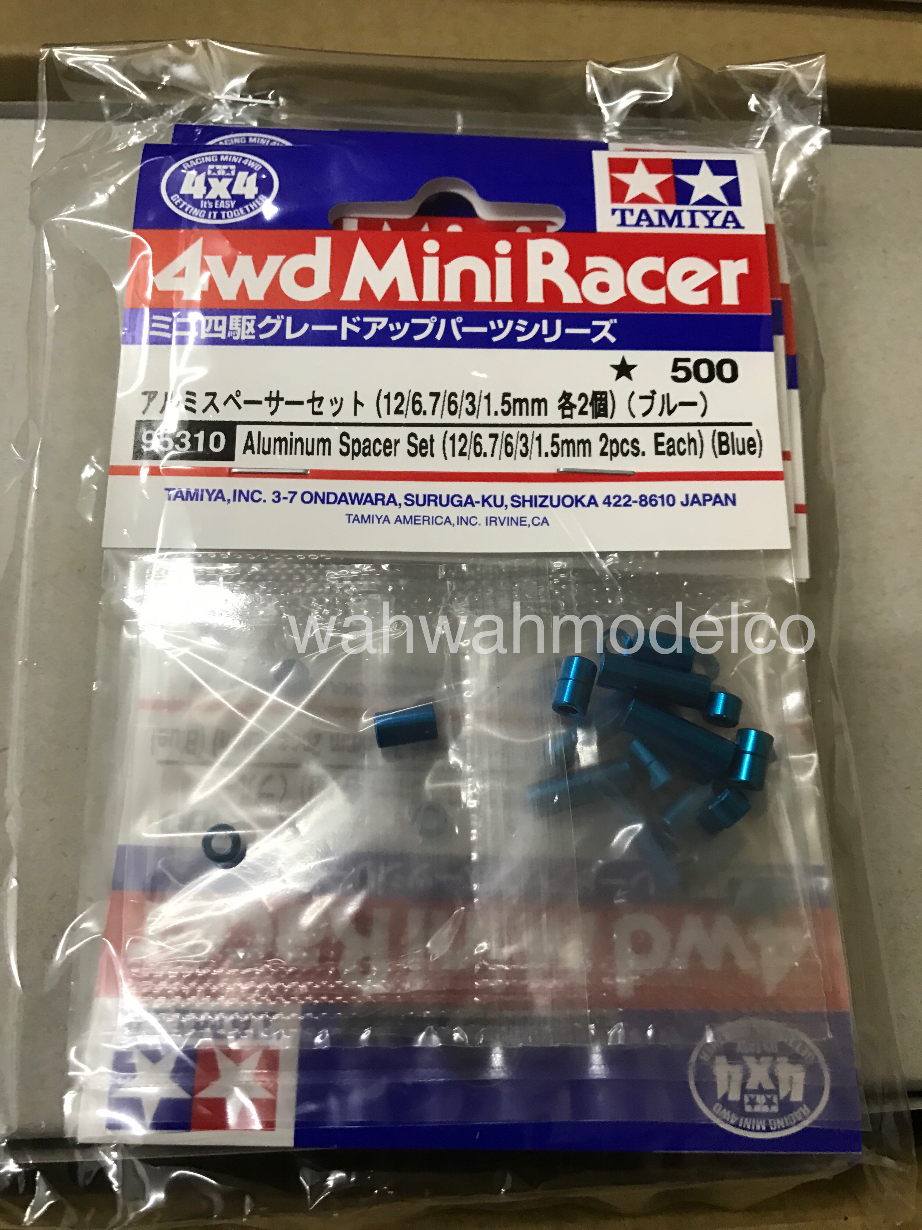 Tamiya 95310 1/32 Mini 4WD JR Aluminum Spacer Set Blue 12/6.7/6/3/1.5mm