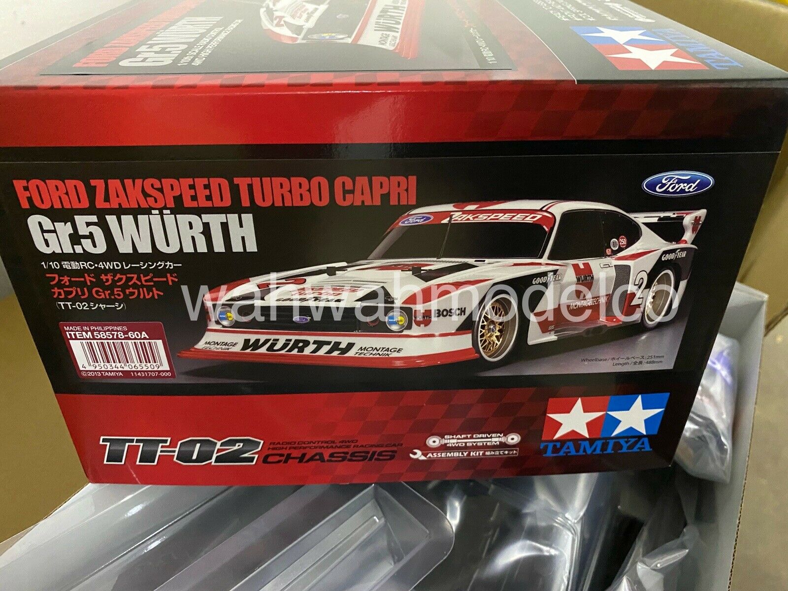 Tamiya 58578 1/10 RC Ford Zakspeed Capri Wurth TT02 On Road Kit without ESC